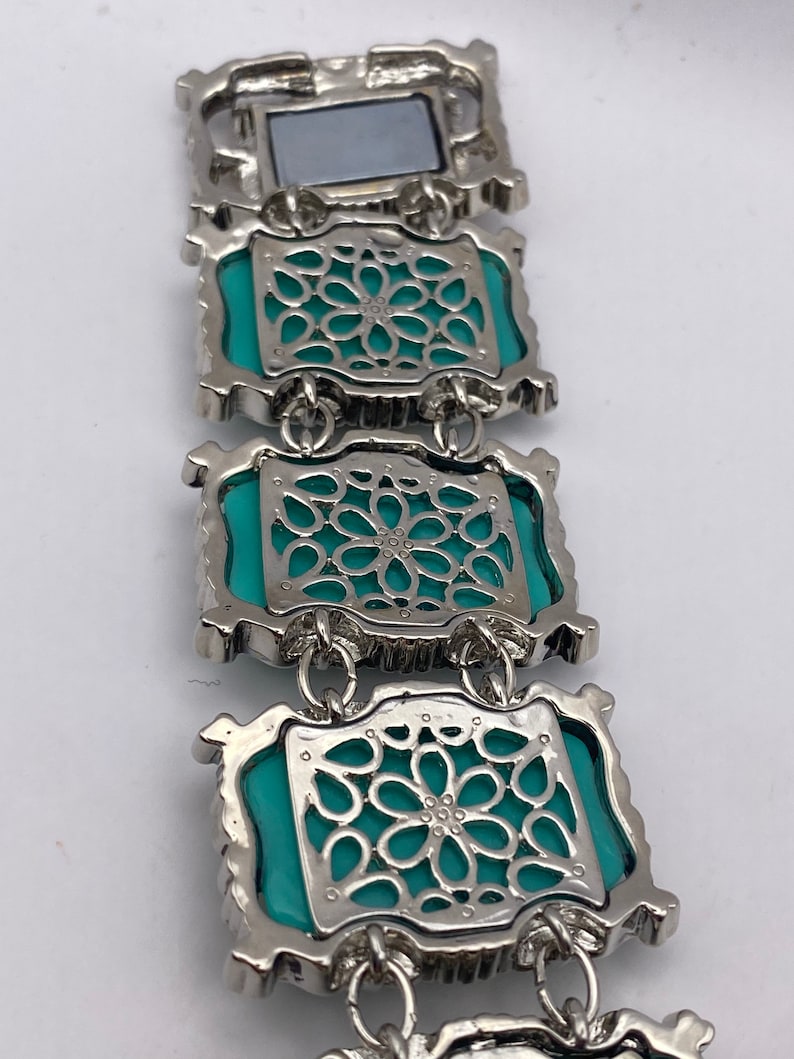 Vintage Austro Green Glass Jade Bracelet Silver Gold Stainless - Etsy