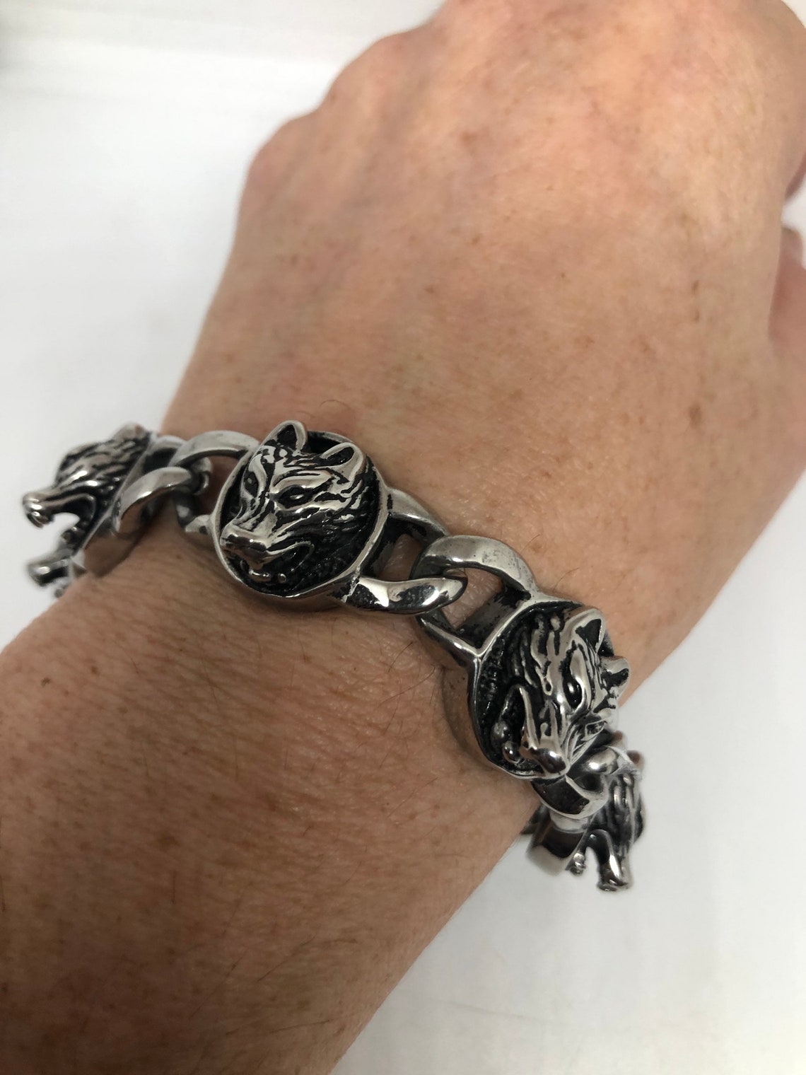 Vintage Style Wolf Bracelet Unisex Men Stainless Steel - Etsy