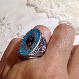 Vintage Native American Style Southwestern Turquoise Stone Inlay Mens ...