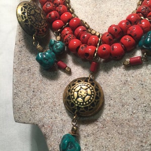 Vintage Hand Wrapped Red Color Enhanced Tibetan Necklace. - Etsy
