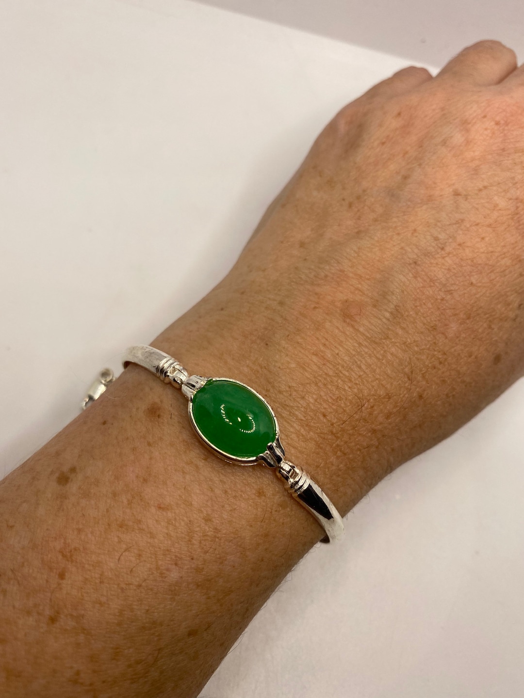 Vintage Green Jade Tennis Bracelet in 925 Sterling Silver - Etsy