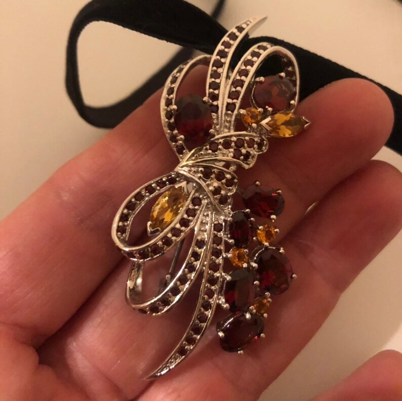 Vintage Handmade Genuine Garnet and Citrine 925 Sterling - Etsy
