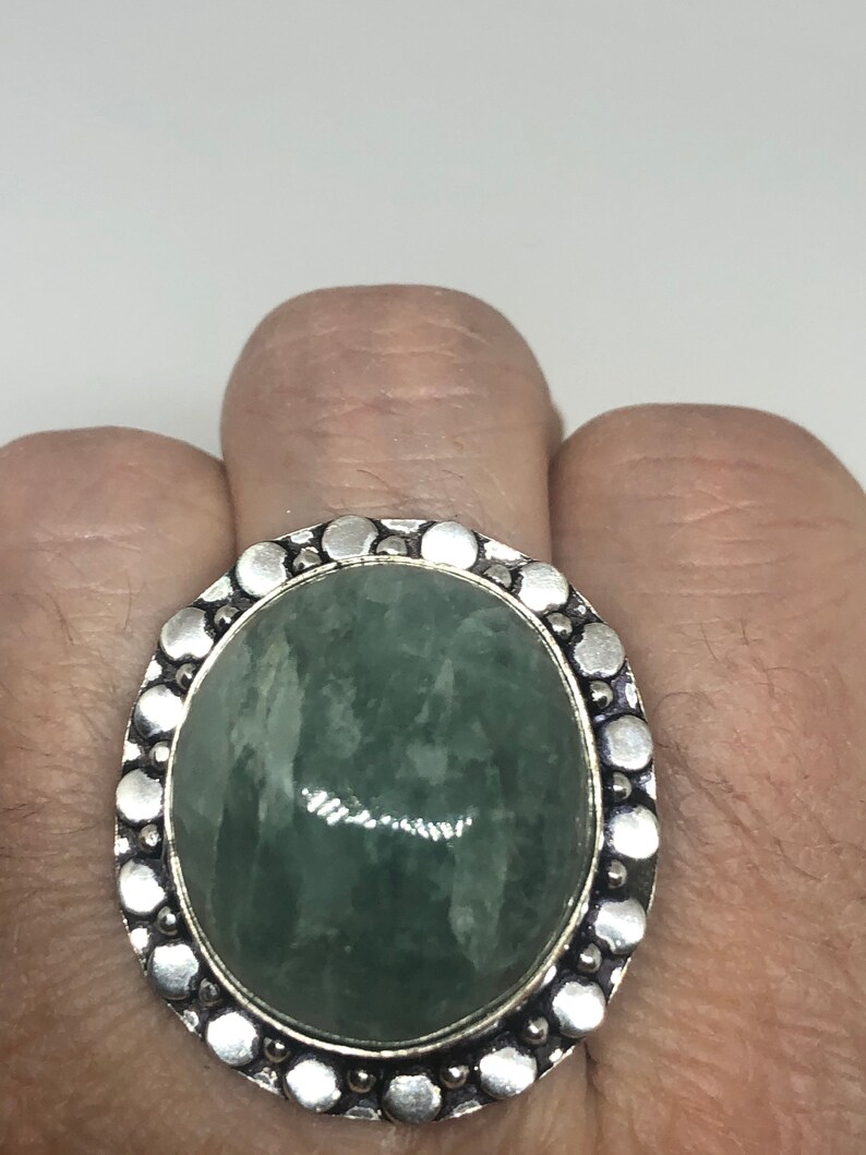 Vintage Green Amazonite Silver Ring Size 7 - Etsy