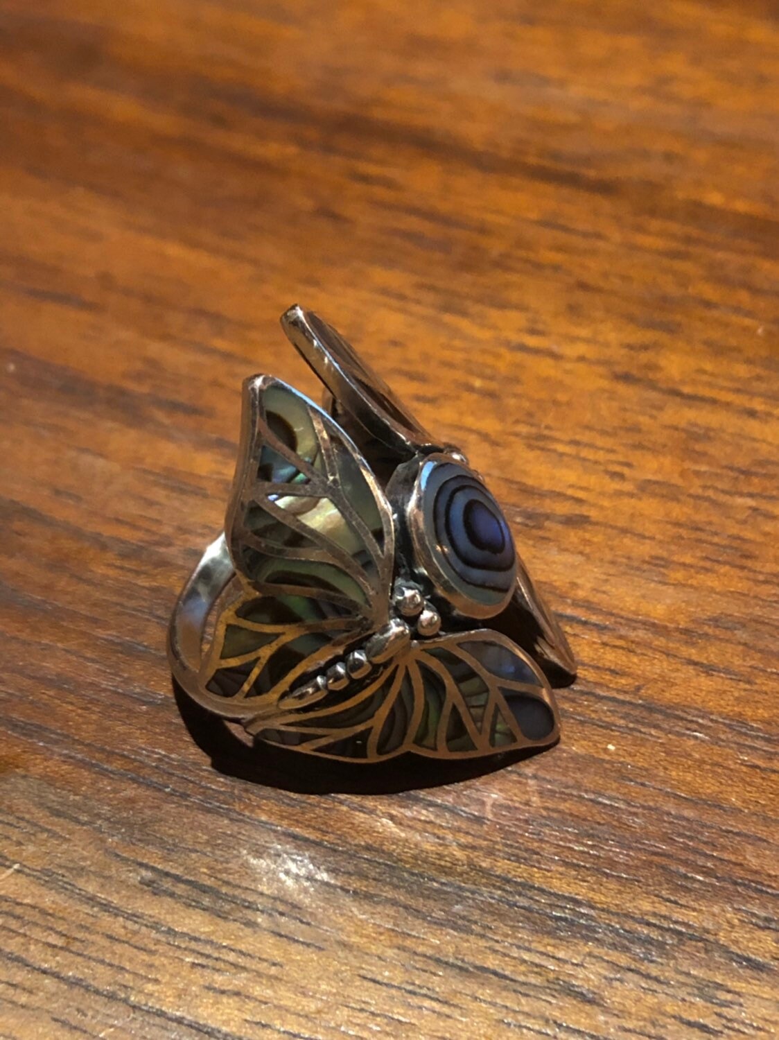 Antique Deco Abalone Lunar Moth Filigree 925 Sterling Silver Ring - Etsy