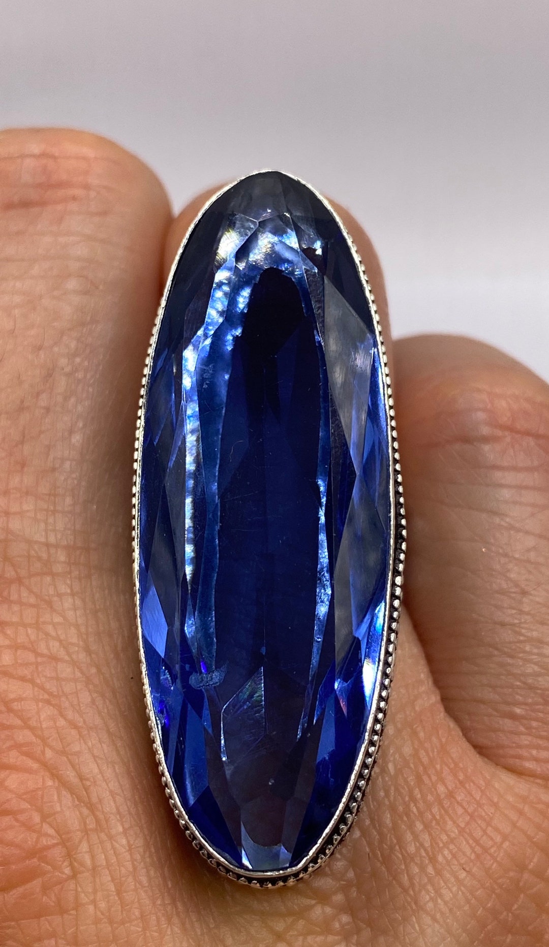 Vintage Deep Blue Volcanic Art Glass Ring - Etsy