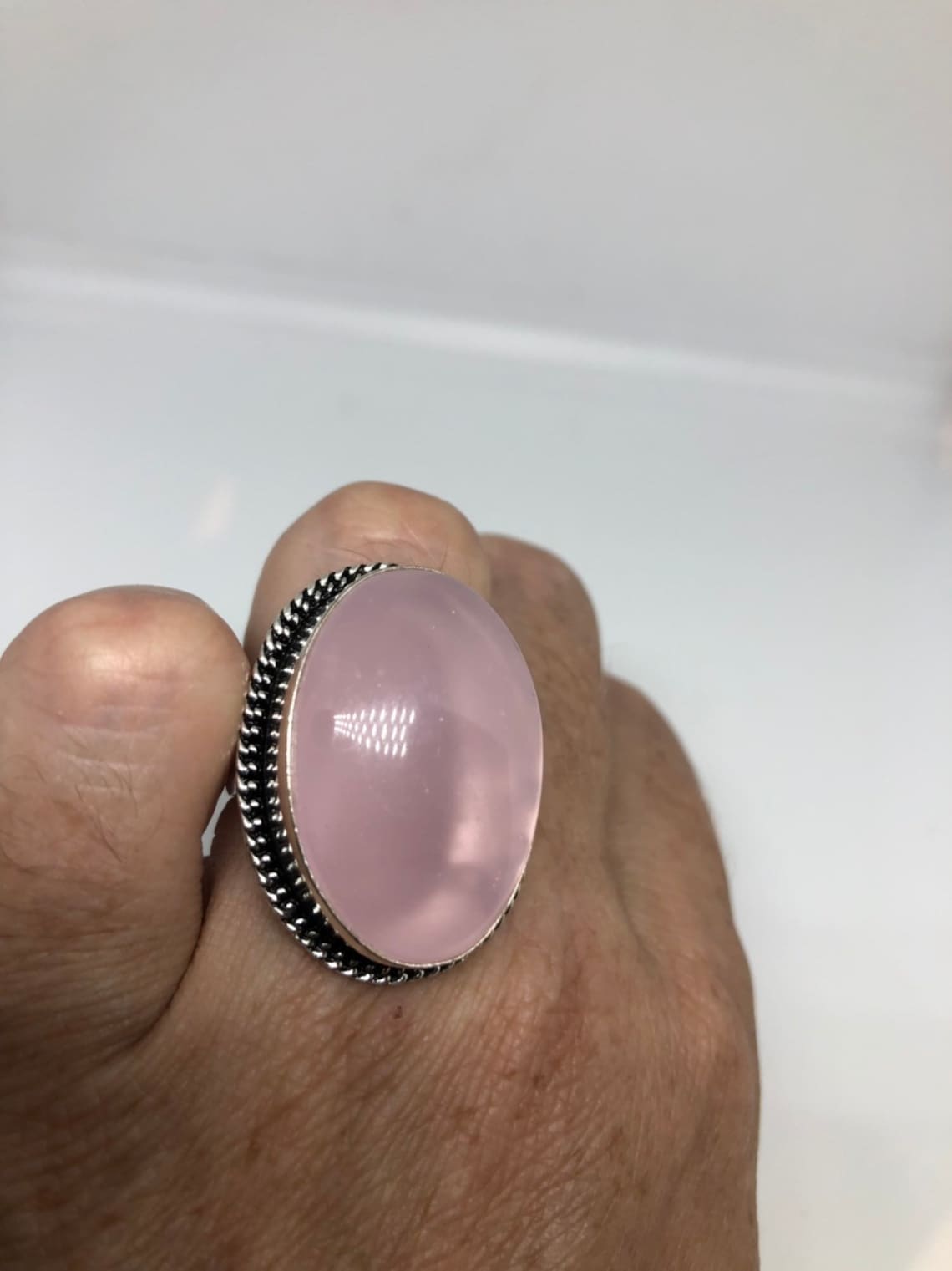 Vintage Genuine Rose Quartz Silver Ring - Etsy
