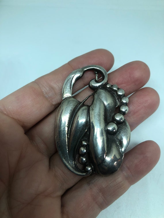 Vintage Hand Made 925 Sterling Silver Brooch Pin - Gem