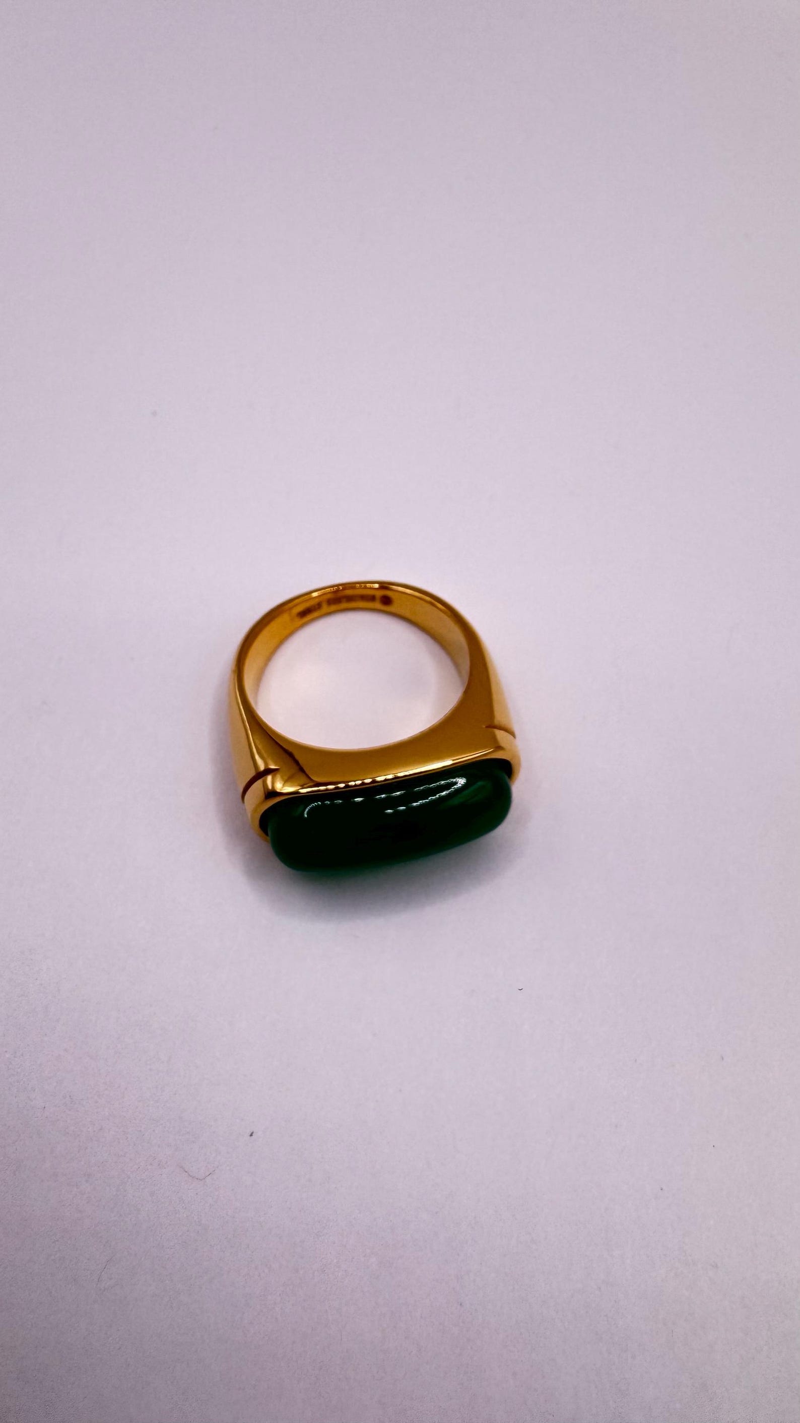 Vintage Green Fun Jade Golden Finished Mens Ring - Etsy