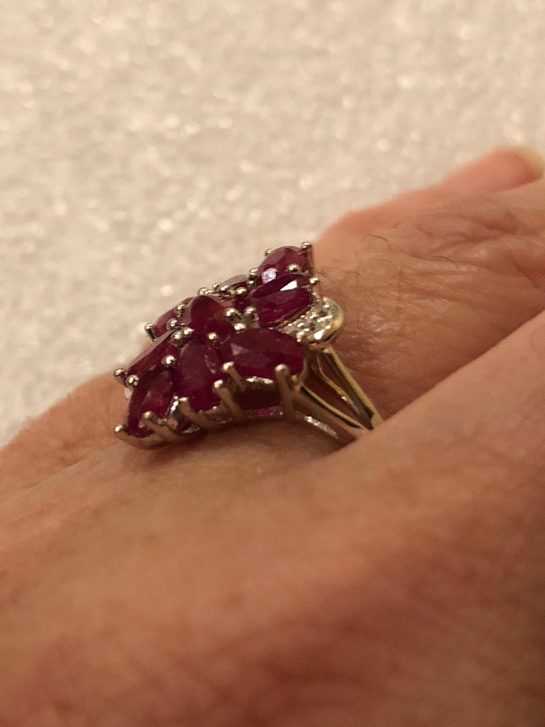 Vintage Pink Ruby Sterling Silver Cocktail Ring - Etsy