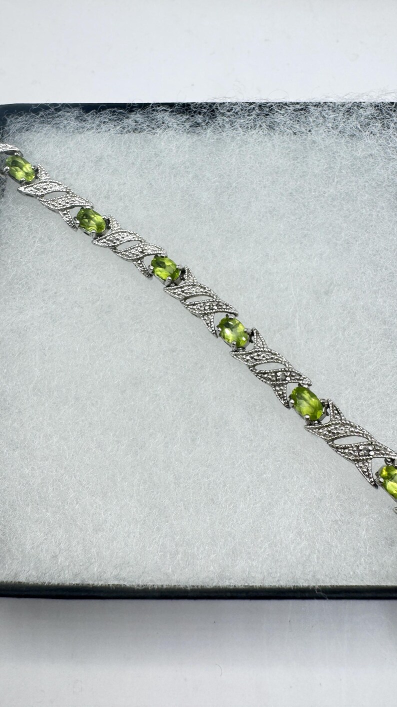 Vintage Green Peridot Diamond Chip Bracelet 925 Sterling Silver - Etsy UK