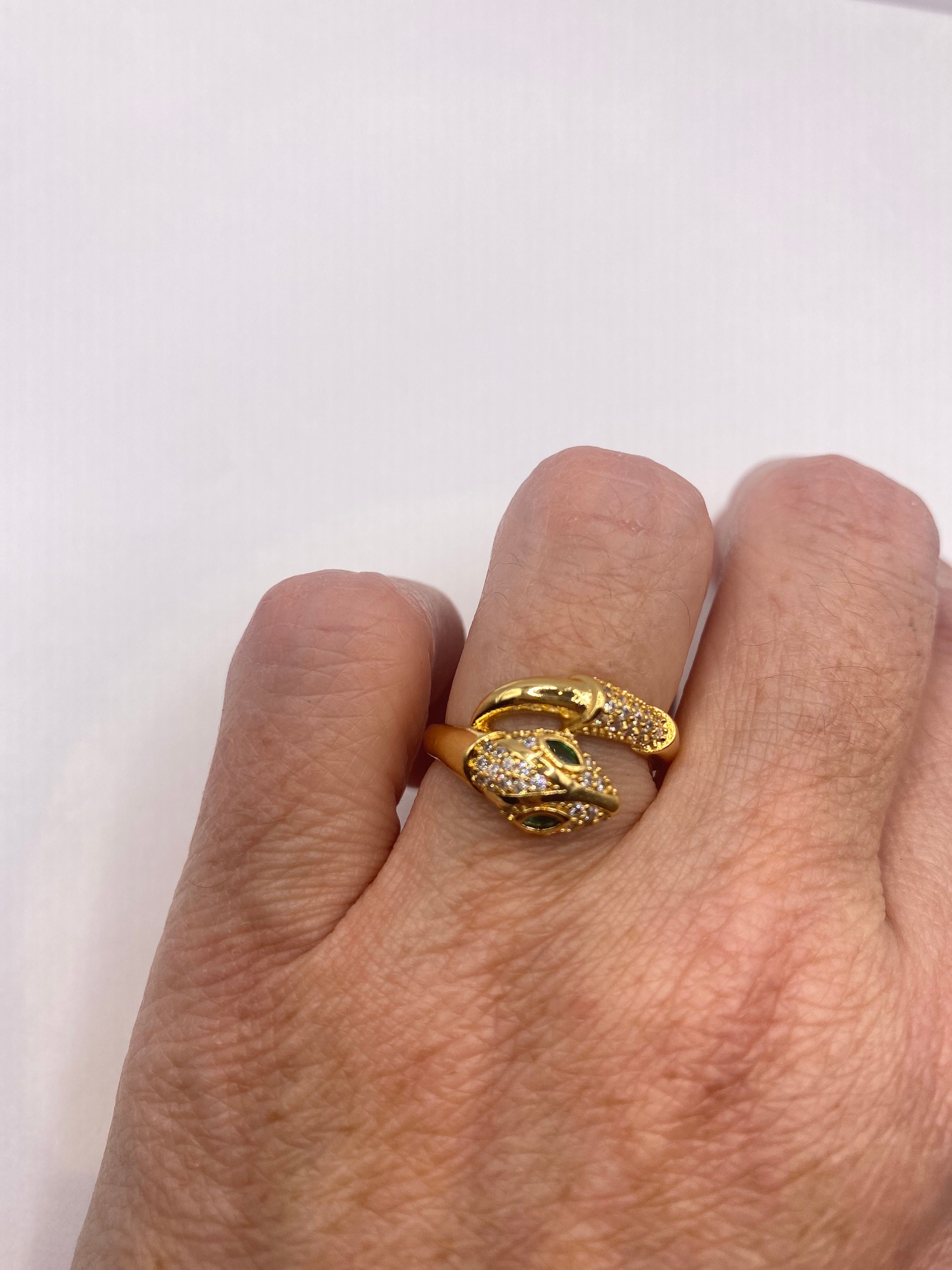 Vintage Snake Ring Gold Filled Crystal Cocktail Ring - Etsy