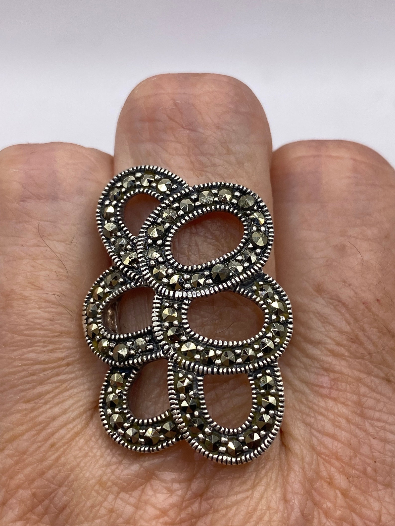 Vintage Marcasite Filligree 925 Sterling Silver Ring - Etsy