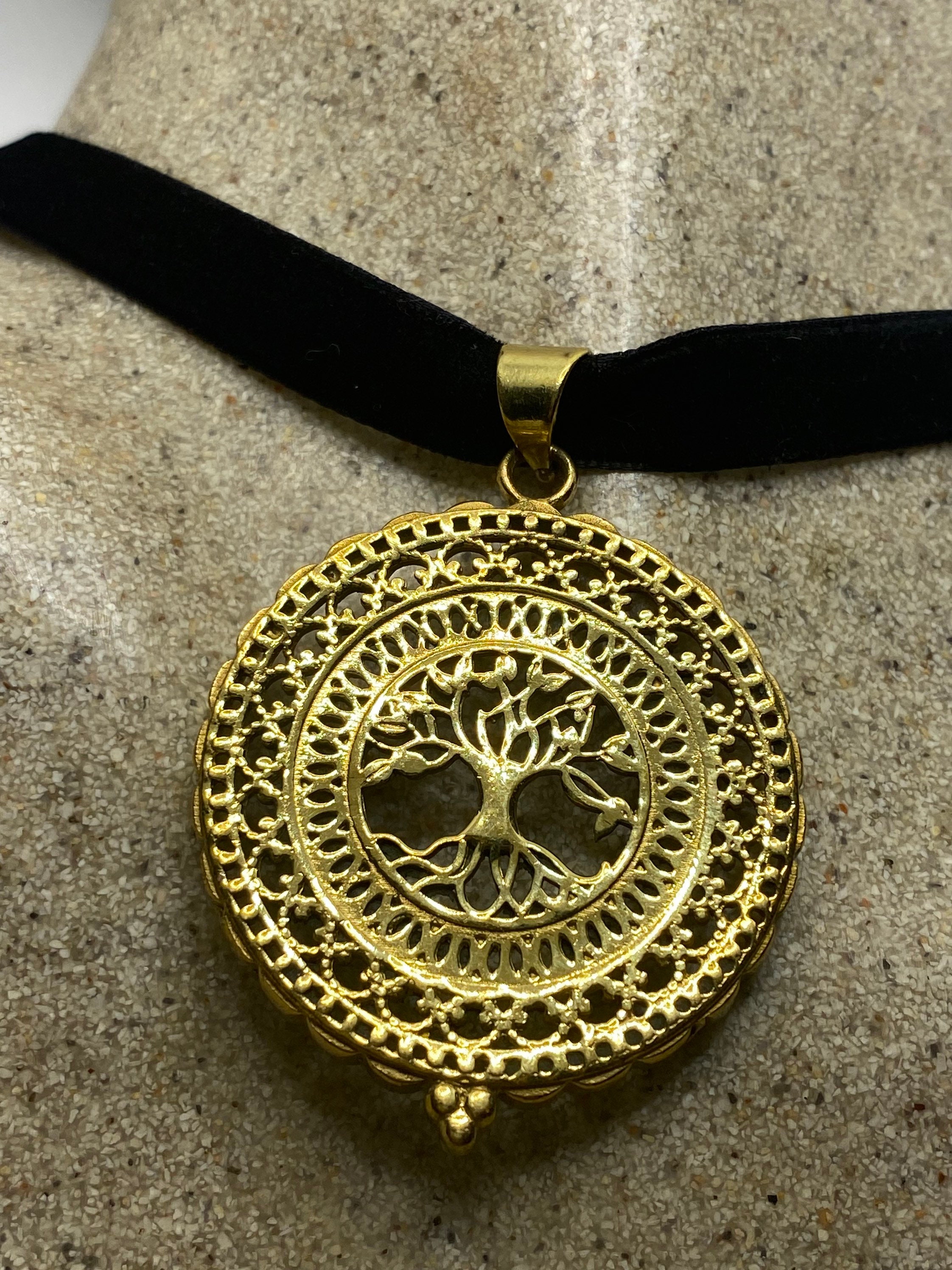 Vintage Tree of Life Bronze Velvet Choker Necklace. - Etsy