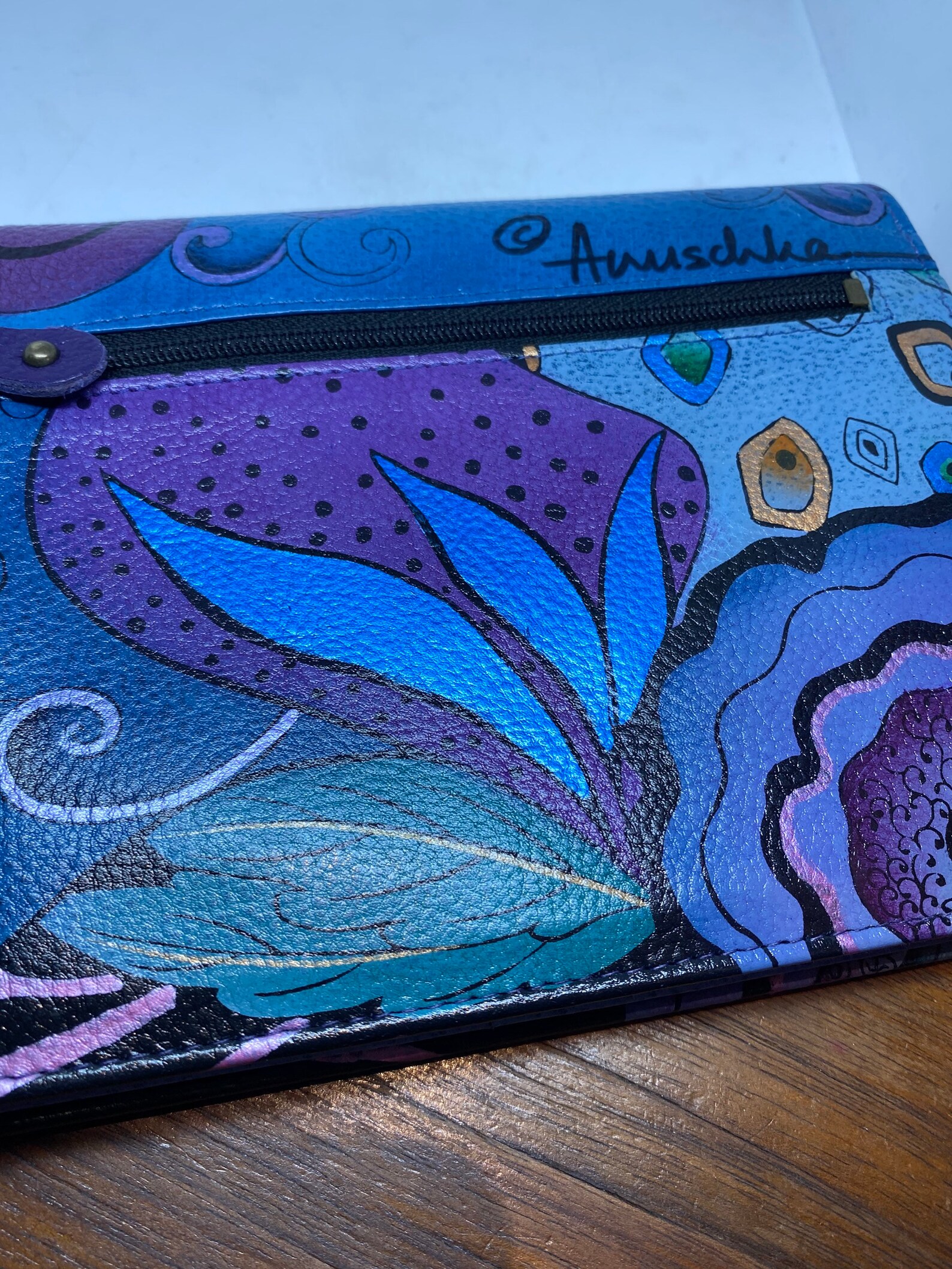 Hand Painted Paisley Genuine Leather Anushka Wallet Clutch Bag - Etsy