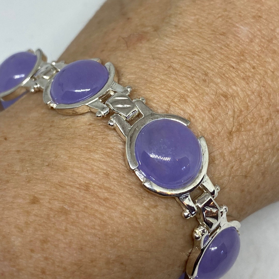 Vintage Purple Jade Tennis Bracelet in 925 Sterling Silver - Etsy