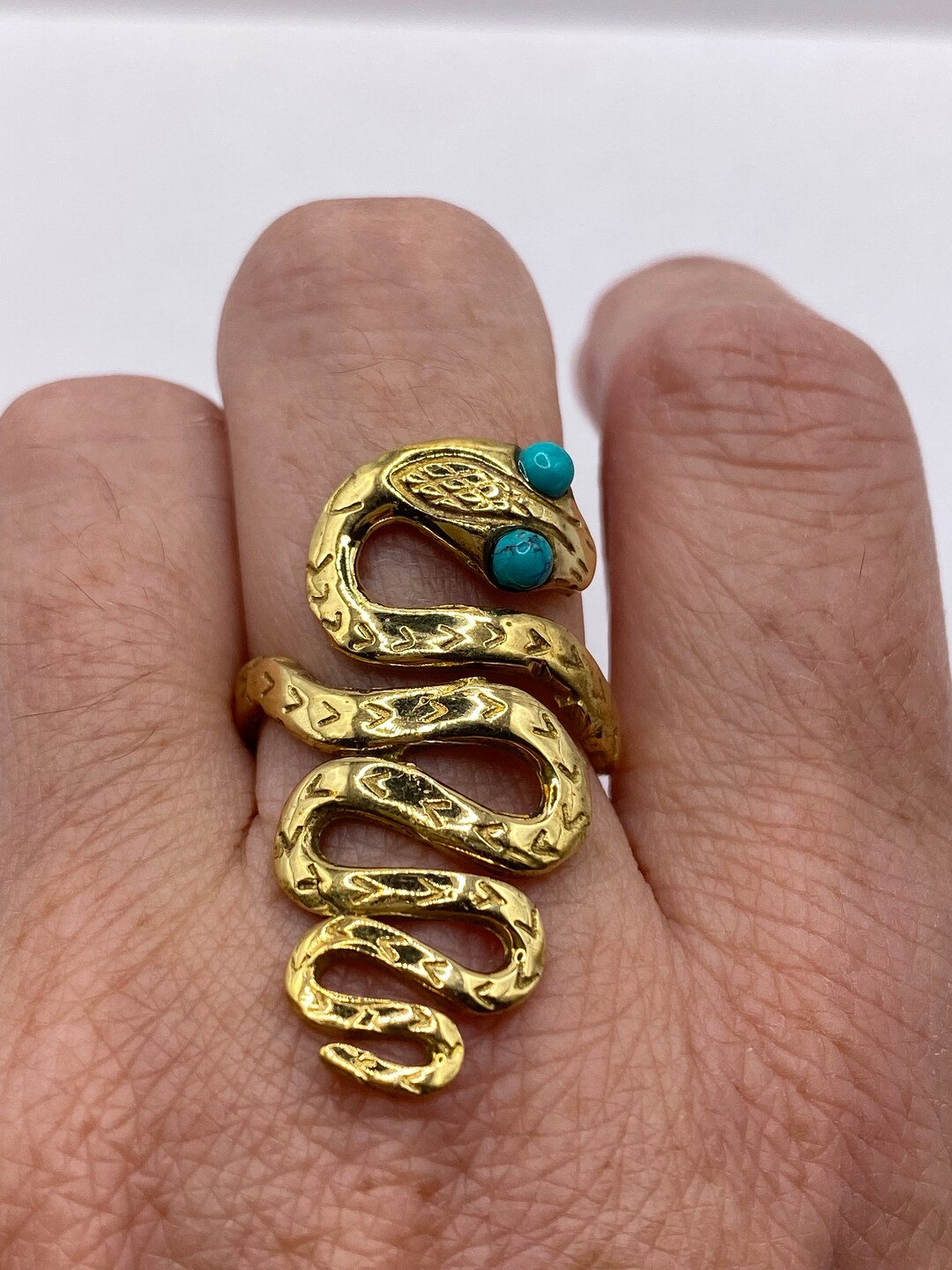 Vintage Gothic Golden Bronze Snake Serpent Ring - Etsy