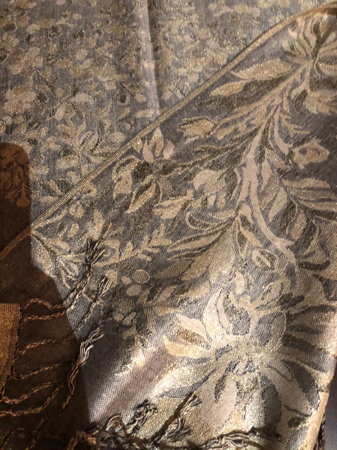 Nemesis Vintage Gray Cream Gold Metallic Flower Brocade - Etsy