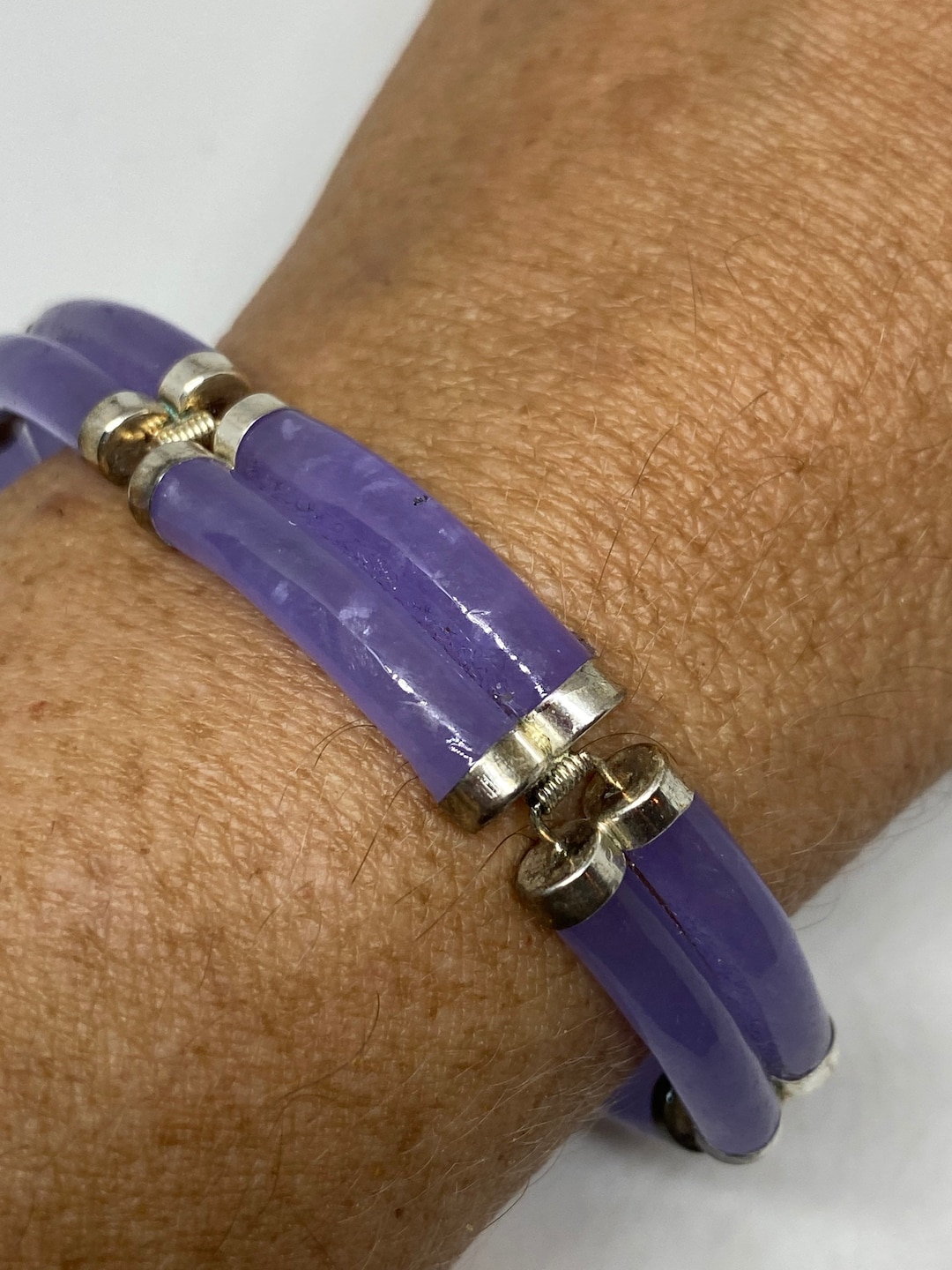 Vintage Purple Jade Tennis Bracelet in 925 Sterling Silver - Etsy