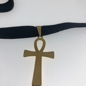 Golden Egyptian Ankh Pendant Choker - Etsy