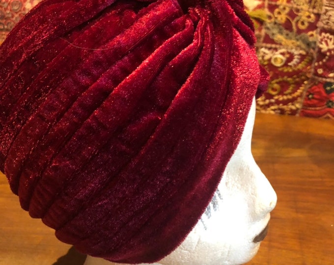 Vintage Red Stretch Velvet Deco Turban Hat - Etsy