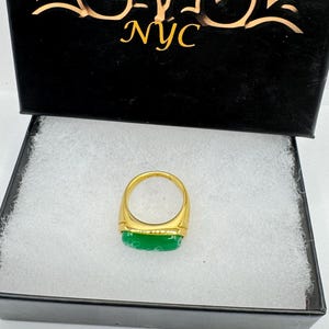 Vintage Green Fun Jade Golden Finished Mens Ring - Etsy