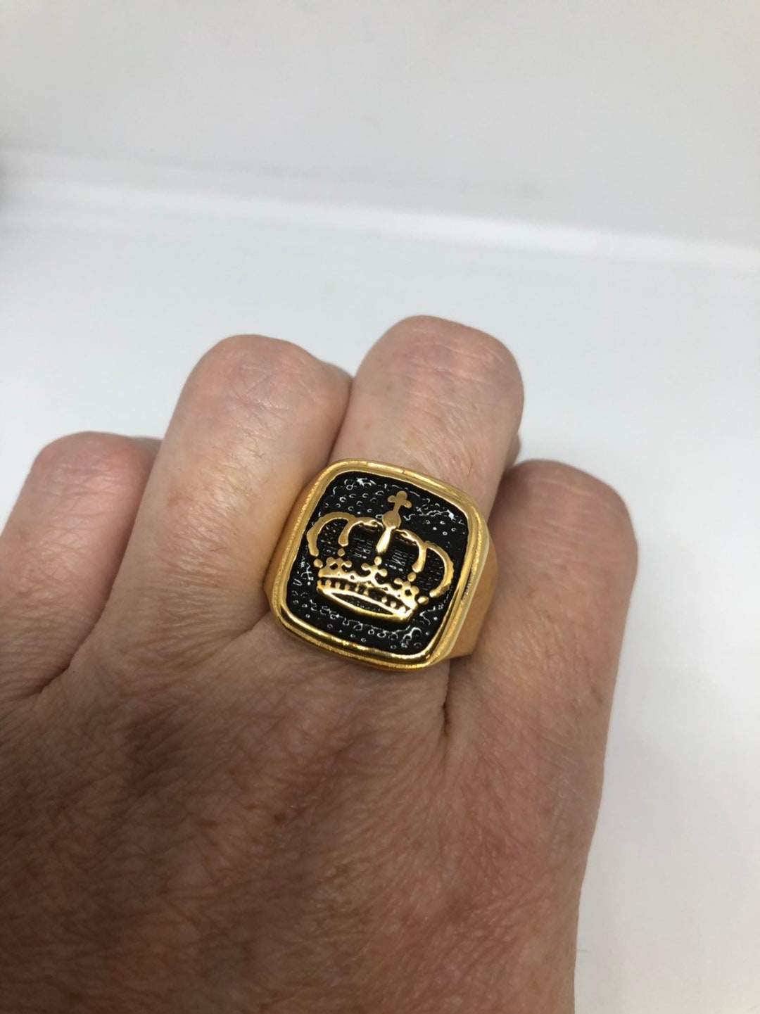 Vintage Gothic Golden Stainless Steel Crown Men's Ring - Etsy