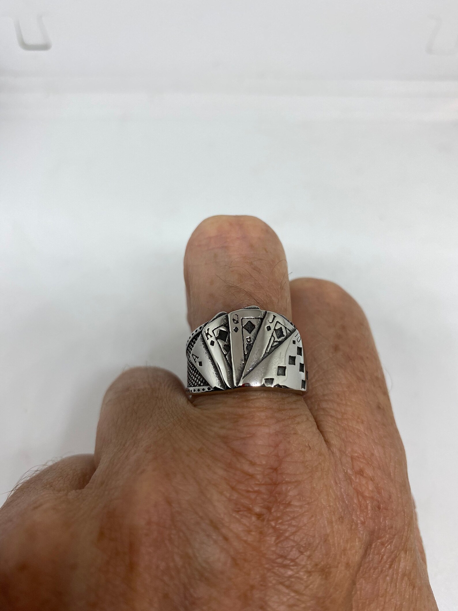 Vintage Diamond Royal Flush Stainless Steel Band Ring - Etsy