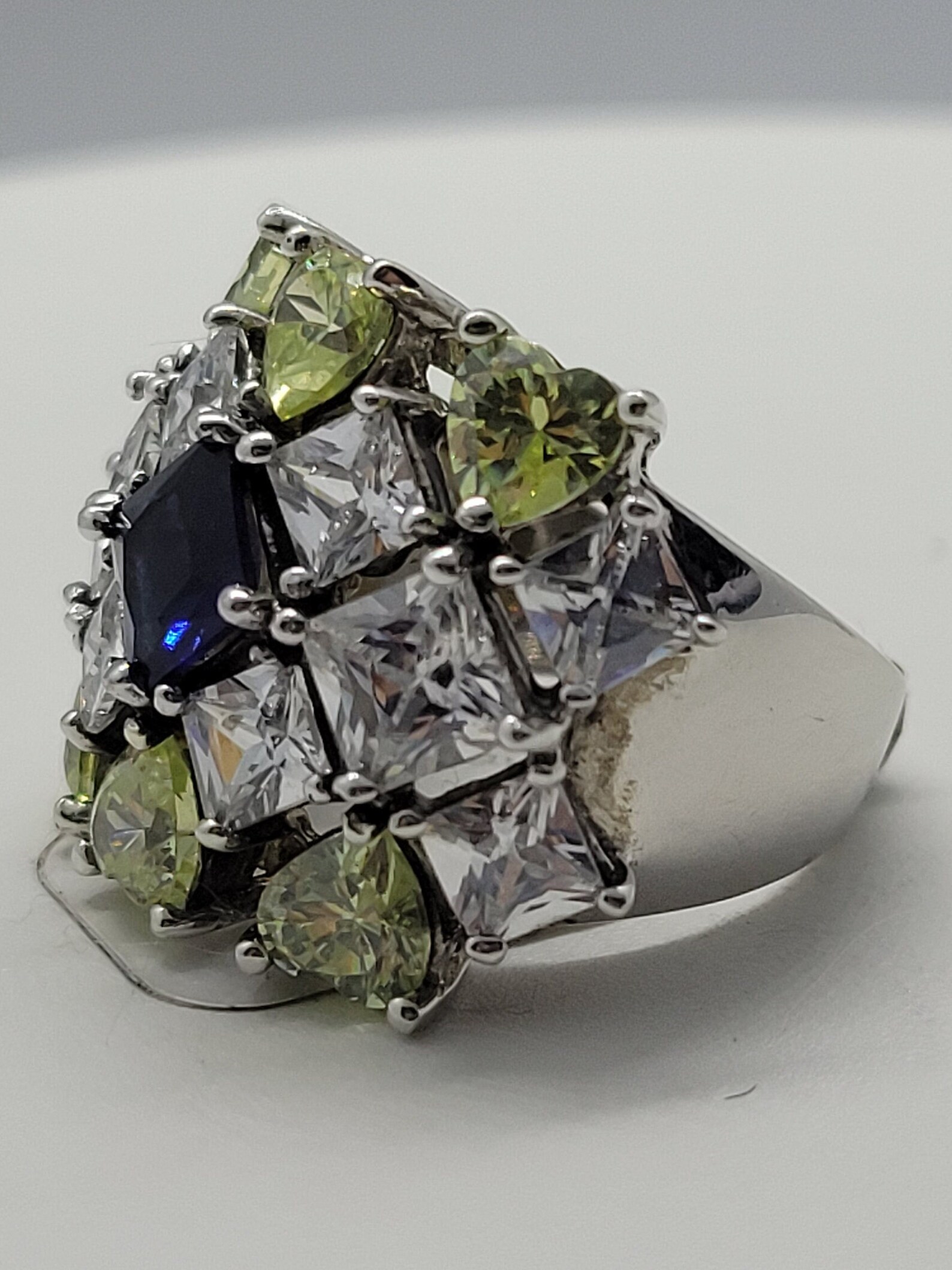 Vintage CZ Big Blue Party Ring in 925 Sterling Silver - Etsy