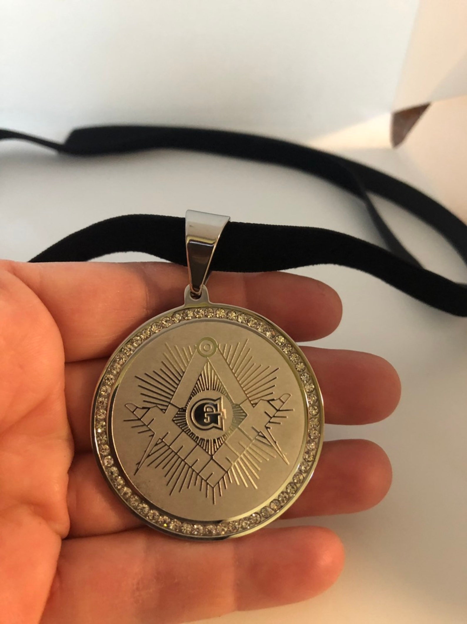 Stainless Steel Crystal Amulet Free Mason G Pendant - Etsy