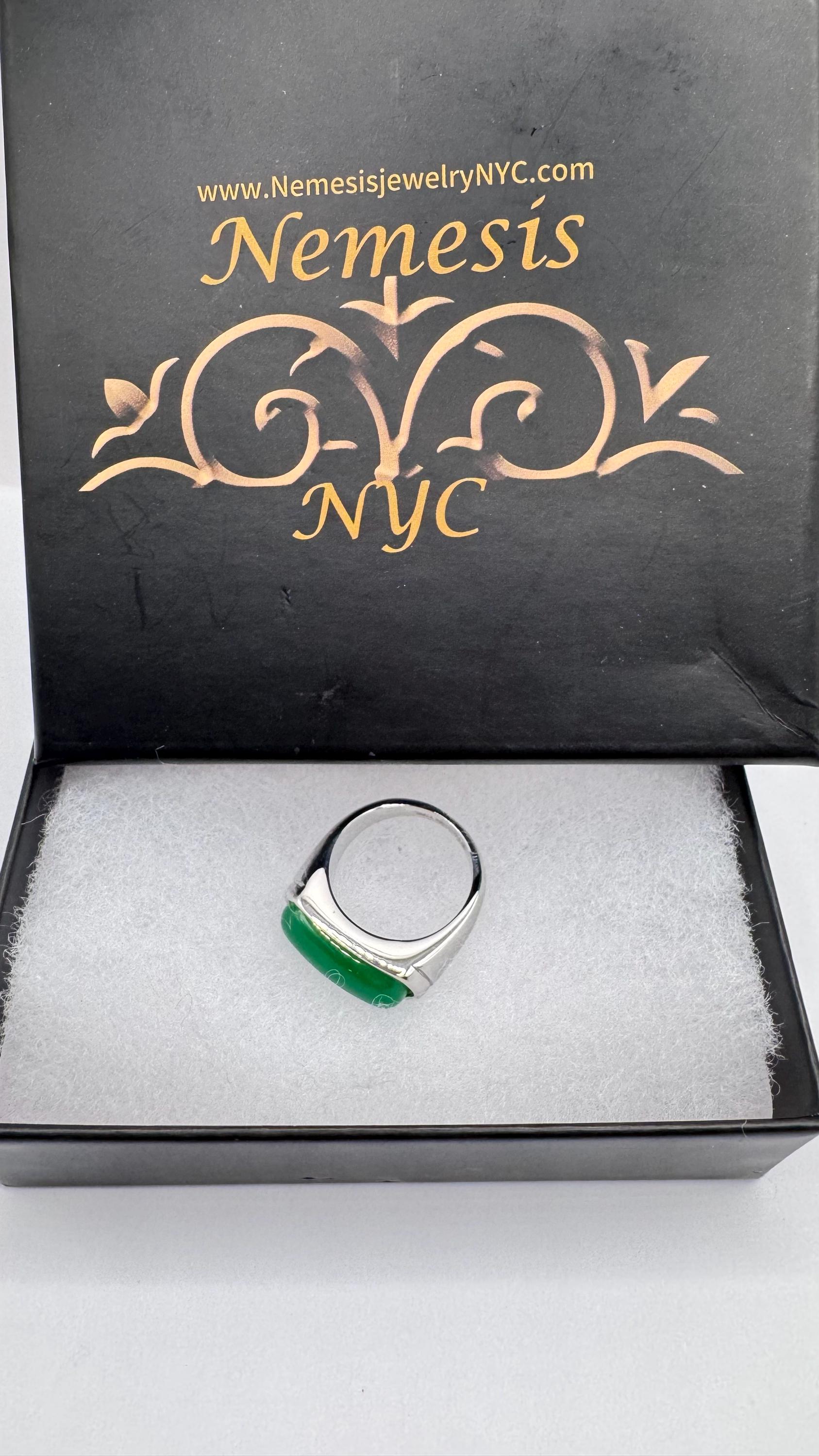 Vintage Green Fun Jade Silver Stainless Steel Mens Ring - Etsy