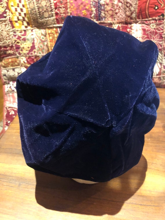 Vintage Blue Velvet 10 Inch Beret Hat - Gem