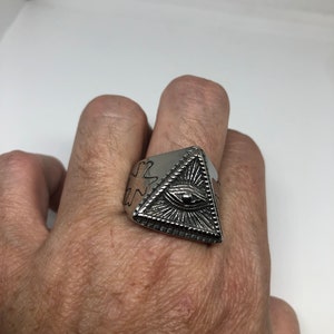Vintage Gothic Stainless Steel Illuminati Eye Pyramid Mens Ring - Etsy