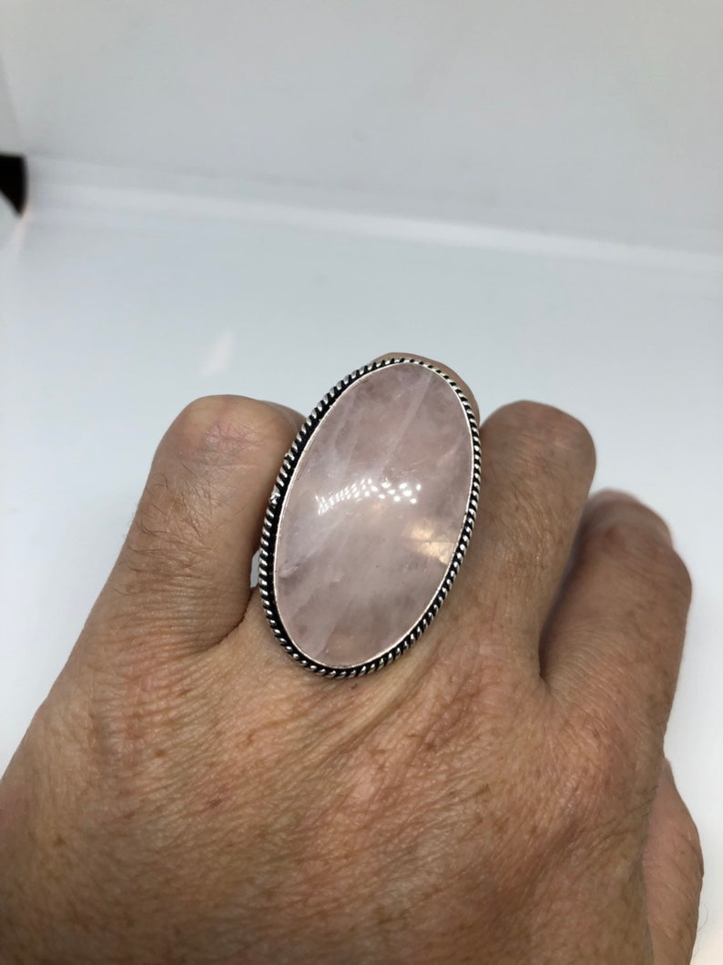Vintage Genuine Rose Quartz Silver Ring - Etsy