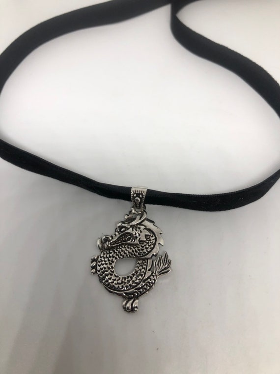 Vintage Sterling Silver 925 Gothic Dragon Choker Neck… - Gem
