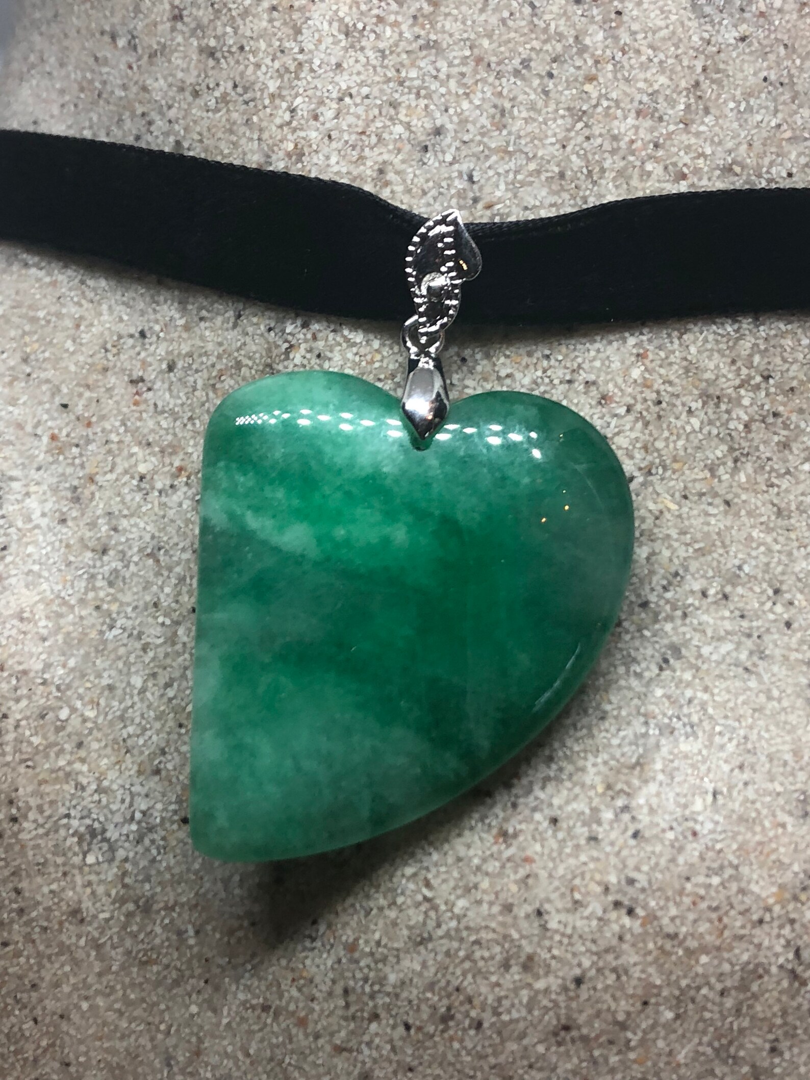 Vintage Green Jade Choker Silver Finish Necklace Pendant - Etsy