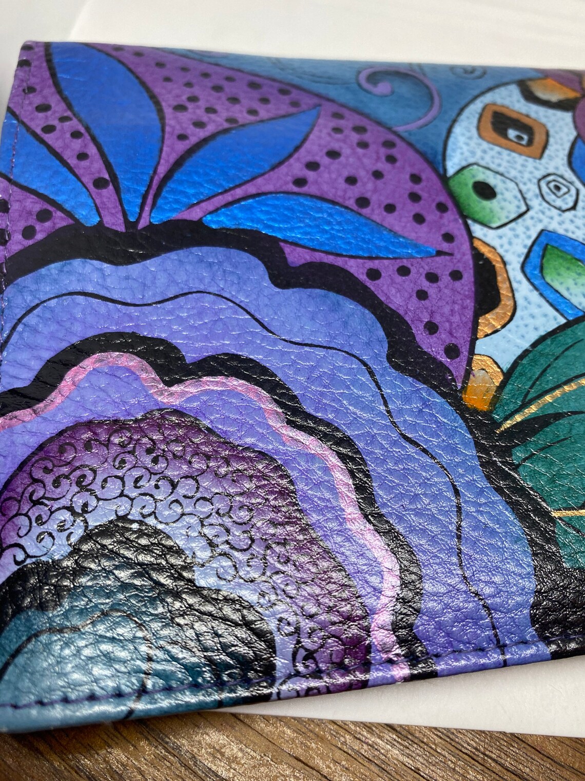 Hand Painted Paisley Genuine Leather Anushka Wallet Clutch Bag | Etsy