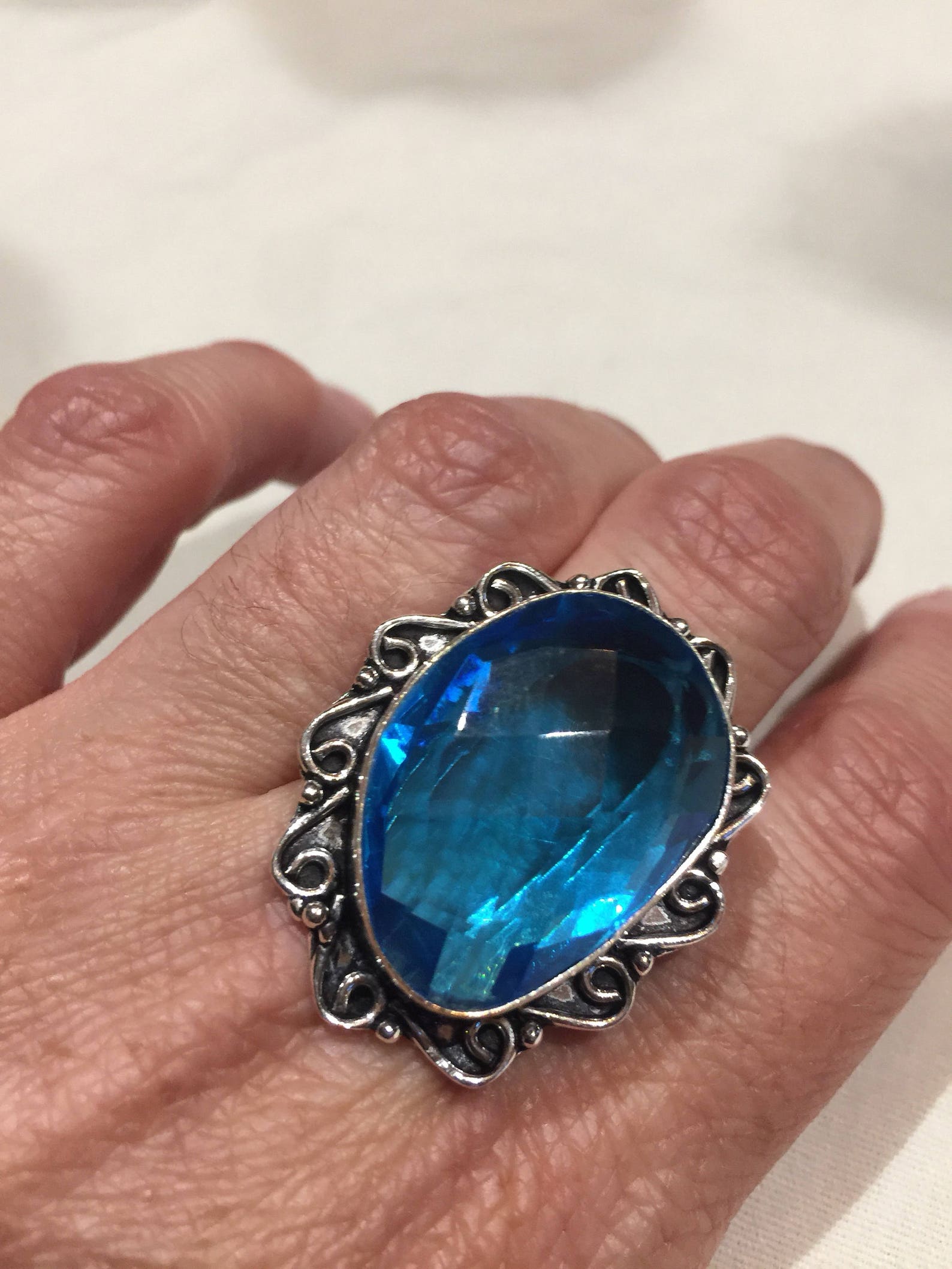 Vintage Aqua Blue Volcanic Art Glass Ring - Etsy