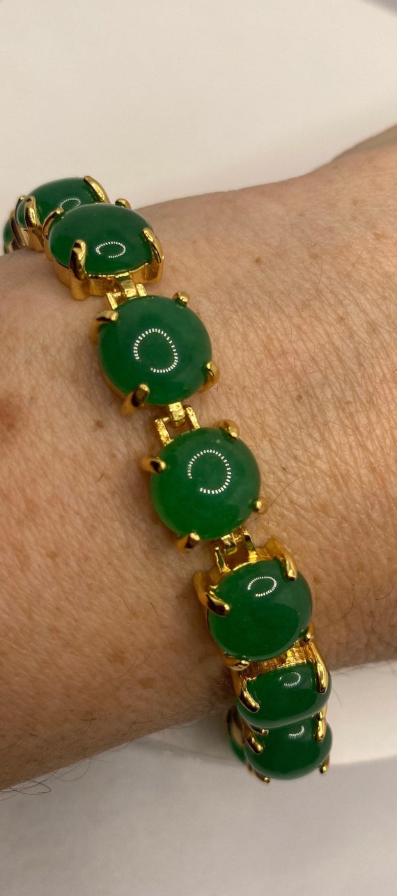 vintage green jade golden - Gem