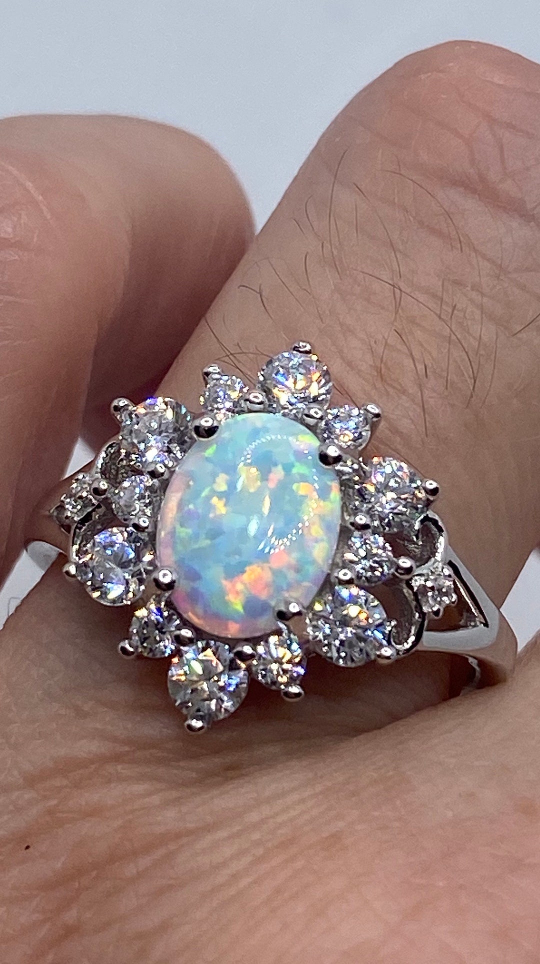 Vintage Ethiopian Fire Opal Band 925 Sterling Silver Crown Ring - Etsy