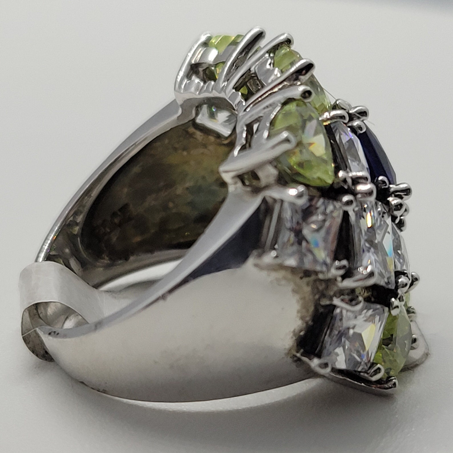 Vintage CZ Big Blue Party Ring in 925 Sterling Silver - Etsy