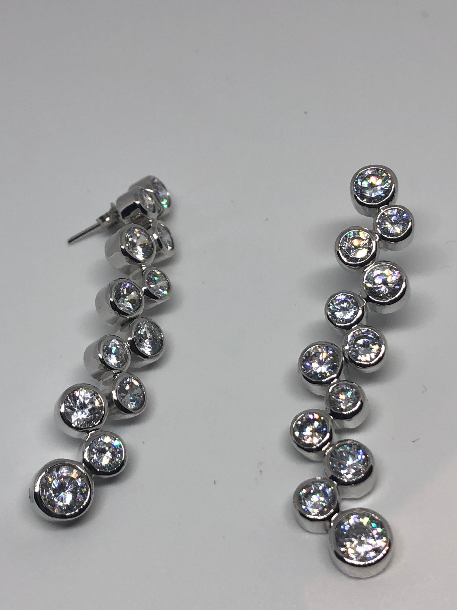 Vintage Handmade Sterling Silver Diamond Look Gemstone Dramatic ...