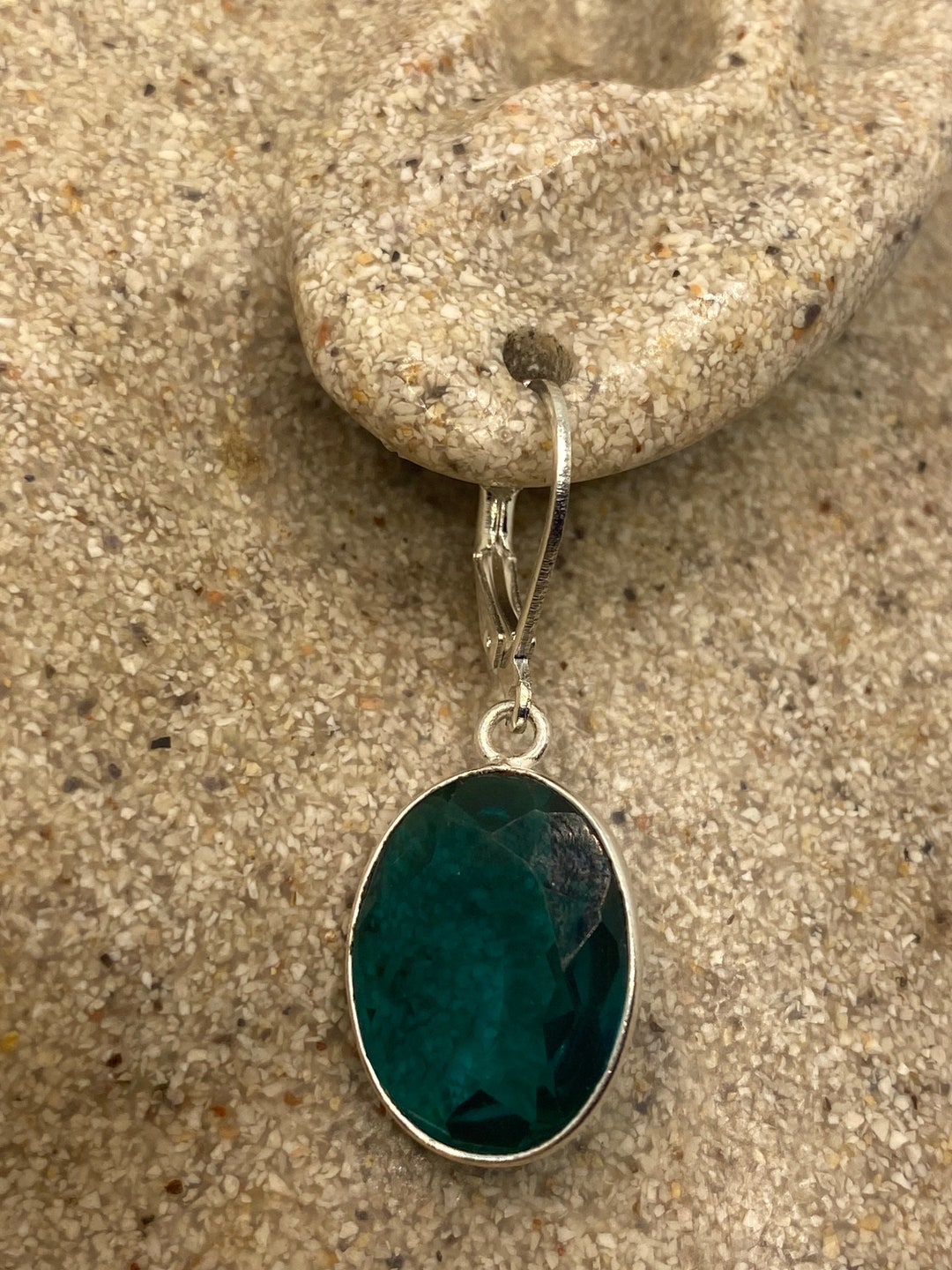 Antique Vintage Aqua Blue Volcanic Glass Silver Dangle Earrings - Etsy