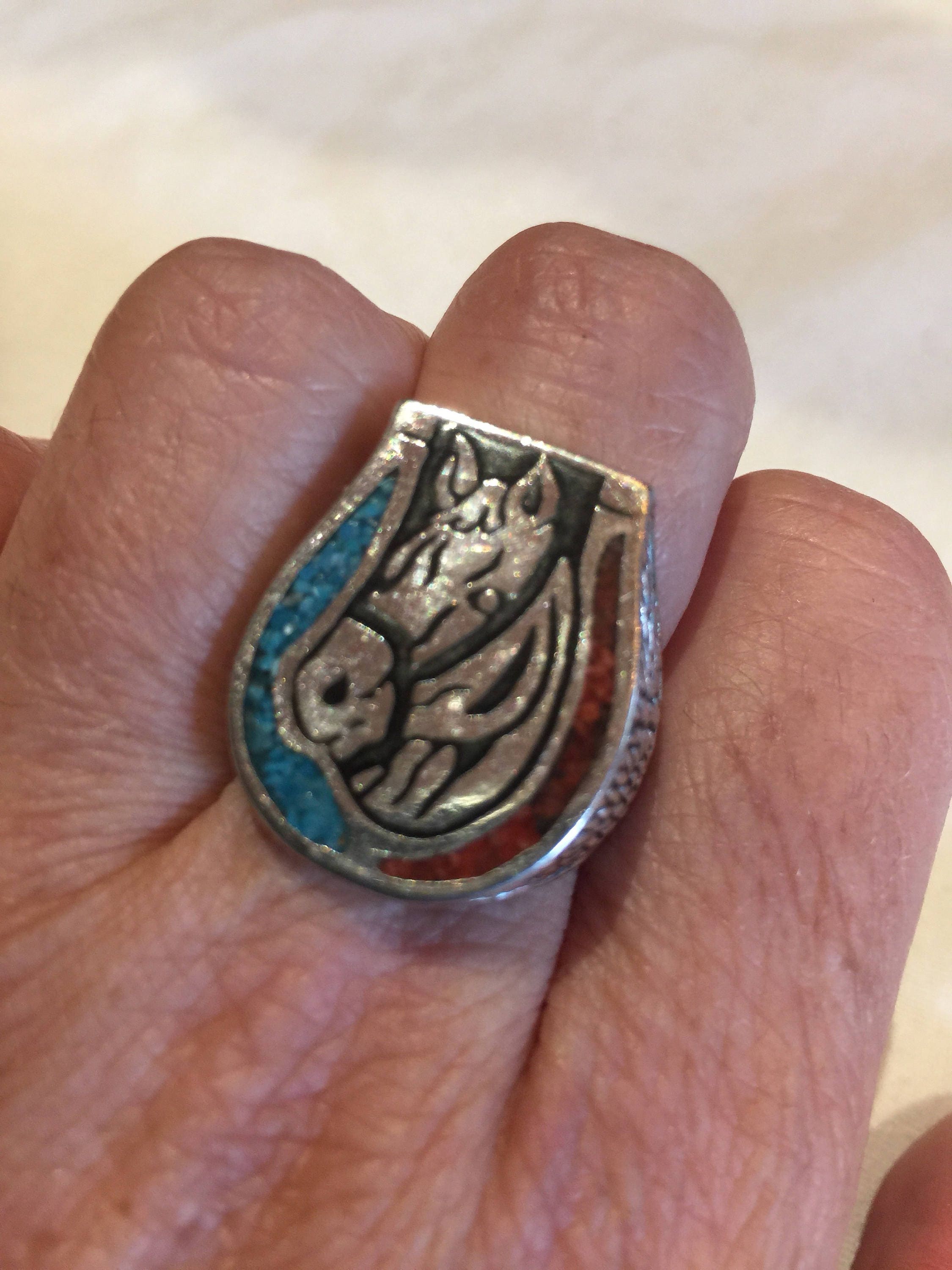 Vintage Native American Style Southwestern Real Turquoise | Etsy