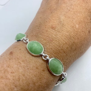 Vintage Green Jade Tennis Bracelet in 925 Sterling Silver - Etsy