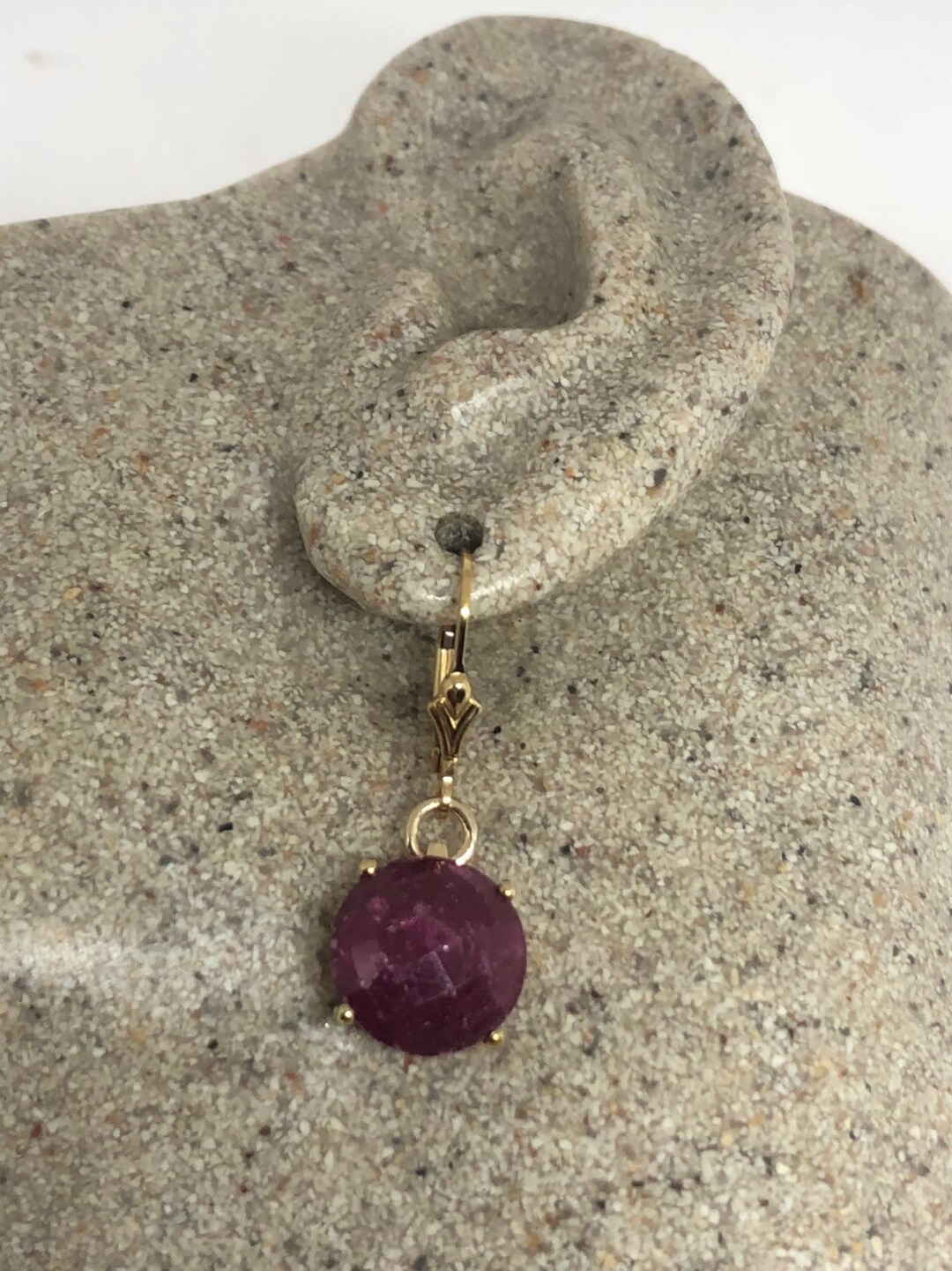 Vintage Handmade Gold Filled Deep Raw Ruby Earrings - Etsy