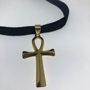Golden Egyptian Ankh Pendant Choker - Etsy