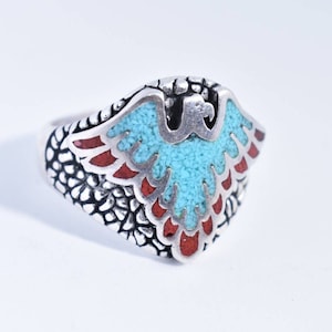 Vintage Native American Style Southwestern Turquoise Stone Inlay Men's ...