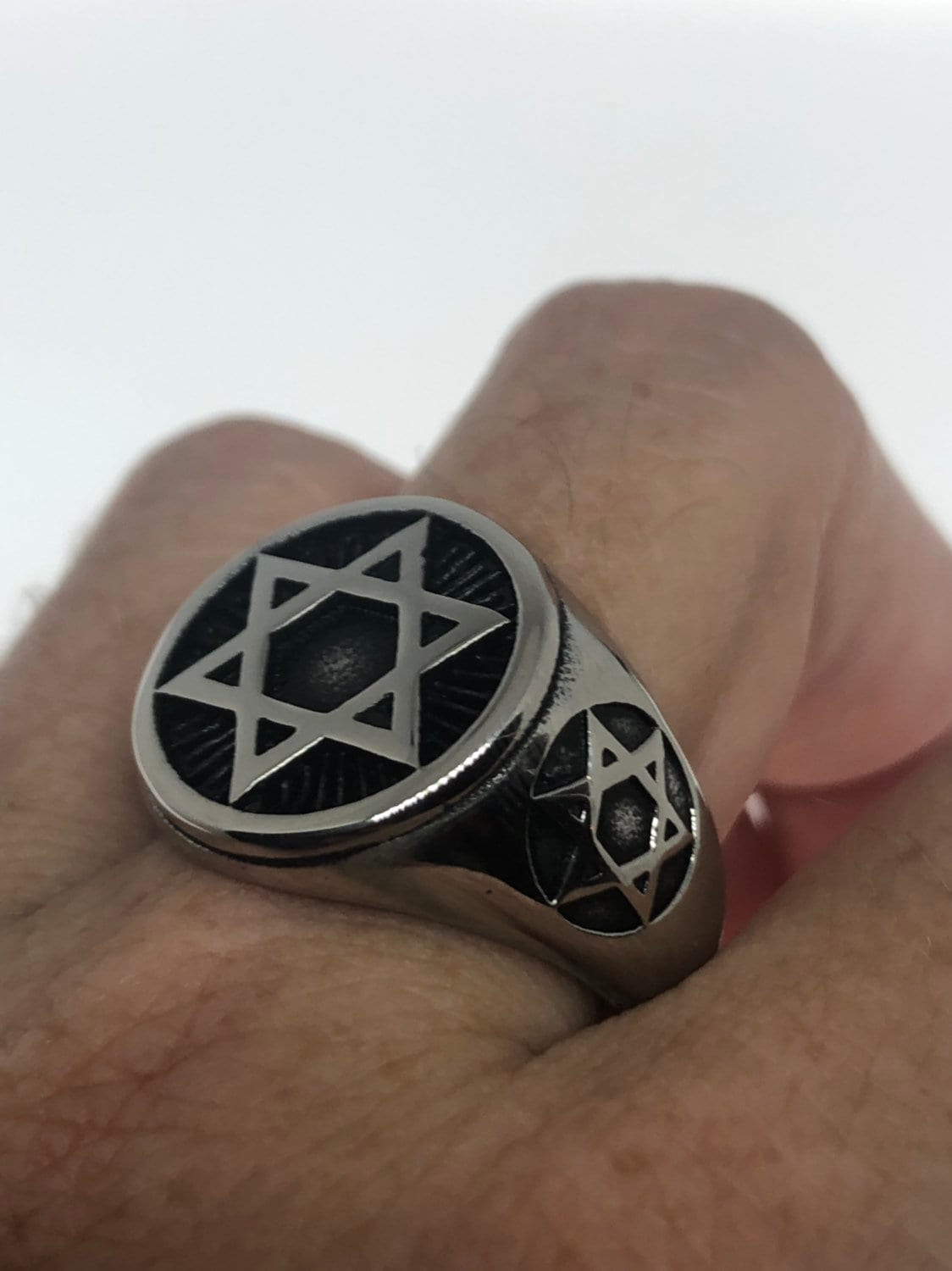 Vintage Stainless Steel Star of David Mens Ring | Etsy