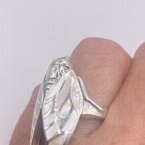 Antique Deco Mother of Pearl Cicada 925 Sterling Silver Ring - Etsy
