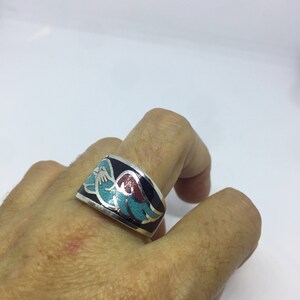 Vintage Native American Style Southwestern Turquoise Stone Inlay Mens ...
